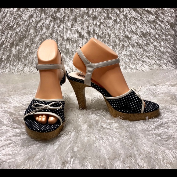 BONGO | Shoes | Bongo 9 Black White Polka Dot Ankle Strap Heels | Poshmark